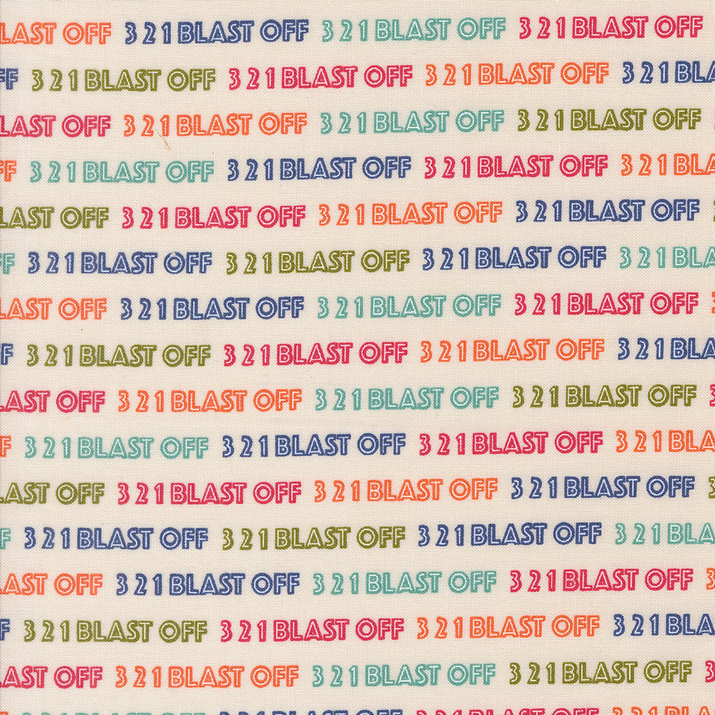 3 2 1 Blast Off Quilt Fabric - Countdown in Spacesuit Cream/Multi - 20 ...