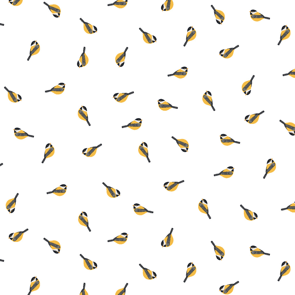 Backyard Birdwatching Quilt Fabric - What's Up Chickadee in Yellow - A ...