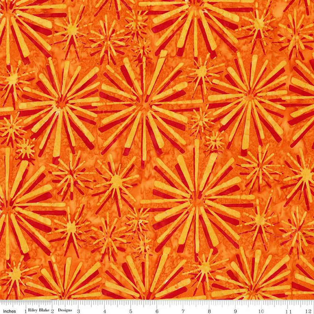 Expressions Batiks Retro Revival Quilt Fabric - Fireworks in Sunset Or ...