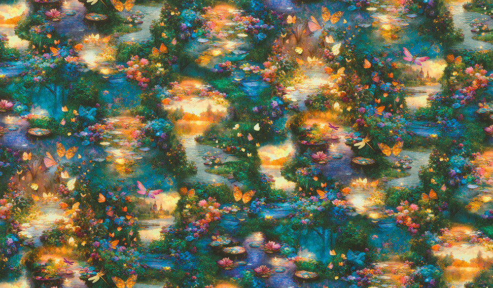 Night Fable Quilt Fabric - Scenic Allover in Nature Multi - ADND-23255 ...