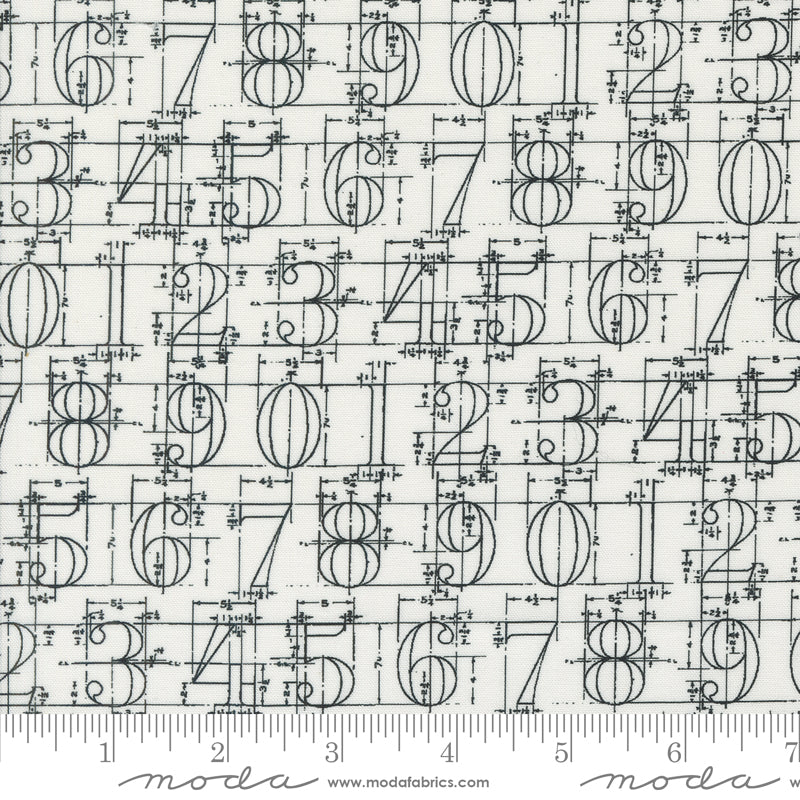 Sable Swan Quilt Fabric - Numbers in Porcelain Off White - 7443 12 ...