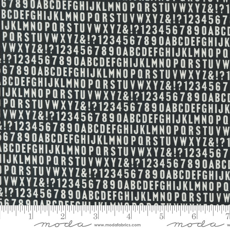 Sable Swan Quilt Fabric - Typeset Alphabet in Ebony Black - 7446 15 ...