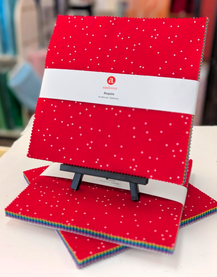 Sequin Quilt Fabric - 10 x 10 Squares - 3S-SEQUIN-X - set of 42 10" sq ...