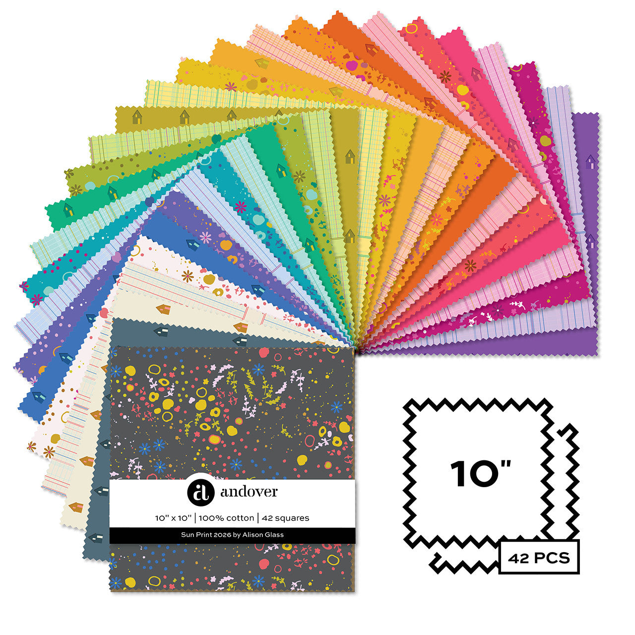 Sun Print 2026 Quilt Fabric by Alison Glass - 10x10 Square - set of 42 ...