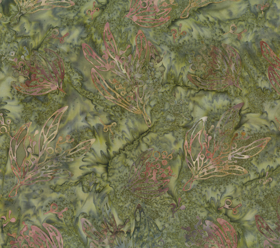 Sunburnt Country Batik Quilt Fabric - Wattle in Muted Olive Green - 83 ...