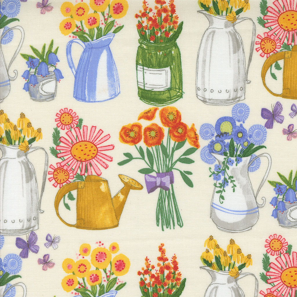 Superbloom Quilt Fabric - Flea Market Vases in Cream/Multi - 48782 11 ...