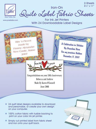 June Taylor Quilt Label Fabric Sheets 2 pk.- JT 403 – Cary Quilting Company