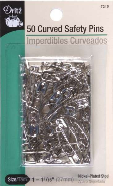 50 Curved Safety Pins / Basting Pins, 1 1/16", Size 1 - 7215 – Cary ...